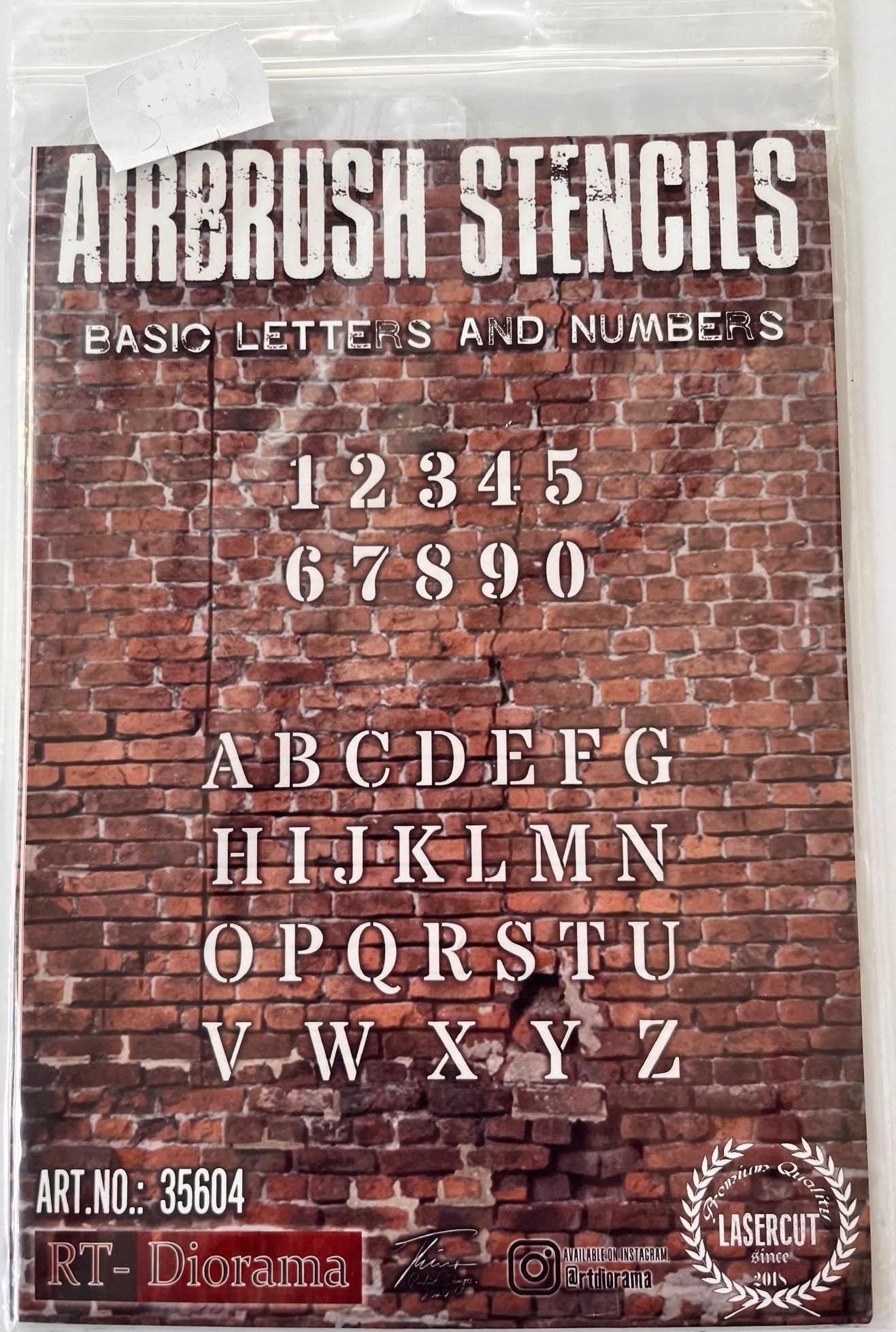 crazy airbrush | Airbrush Schablone "Basic Letters & Numbers" 14,5x10 cm